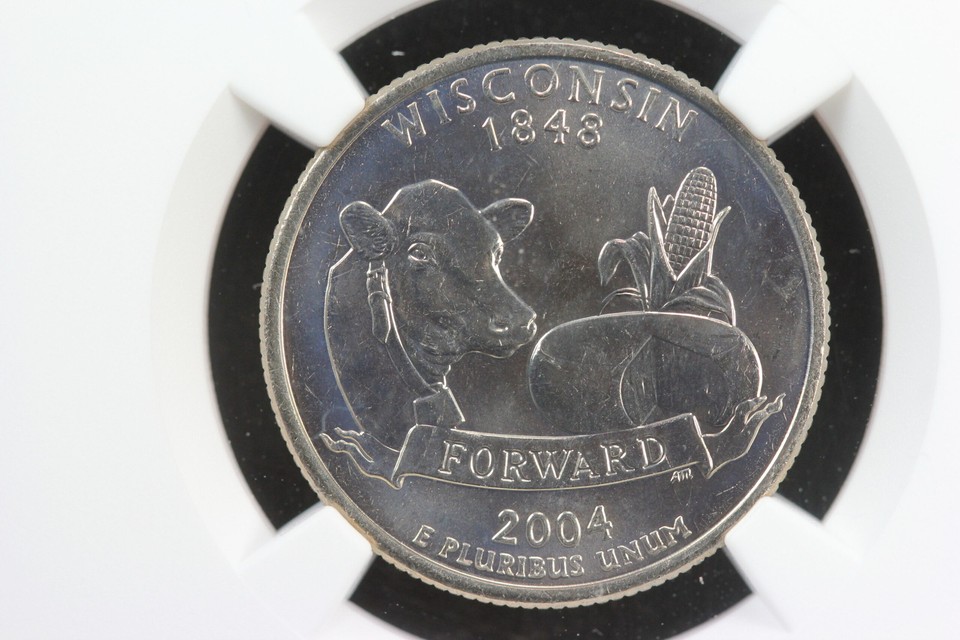 2004-D Wisconsin State Quarter Extra Leaf Low Leaf Variety NGC MS-66 ...
