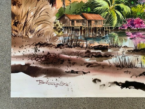 Large, BOB DAHLQUIST (Hawaiian 1926- ) "Hawaiian" WATERCOLOR on PAPER ...
