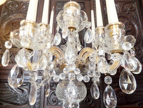 KRISTALL GLAS GOLD KANDELABER KERZENLEUCHTER LÜSTER Murano antik Barock ...