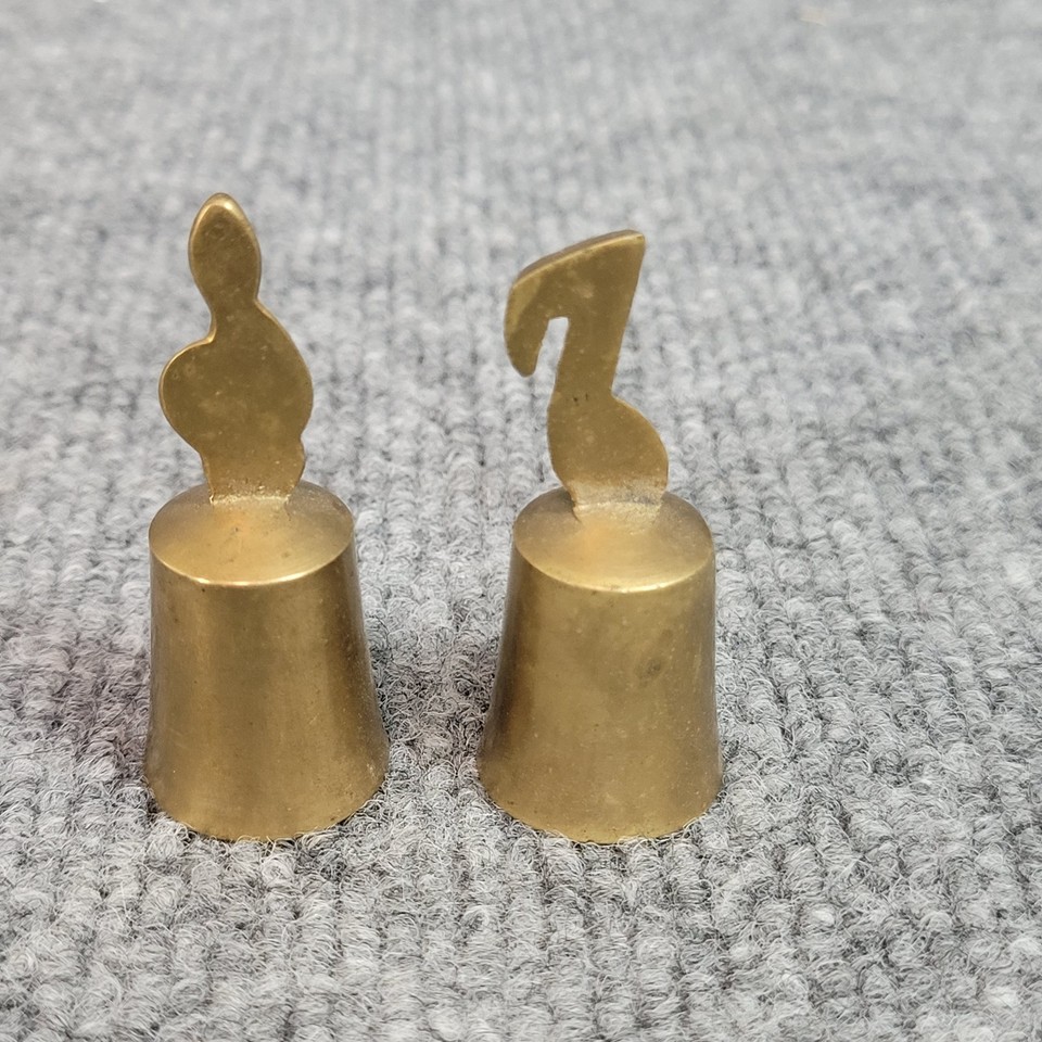 SET OF 2: Vintage Brass Figural THIMBLES Musical Note & Treble Clef 2 1 ...