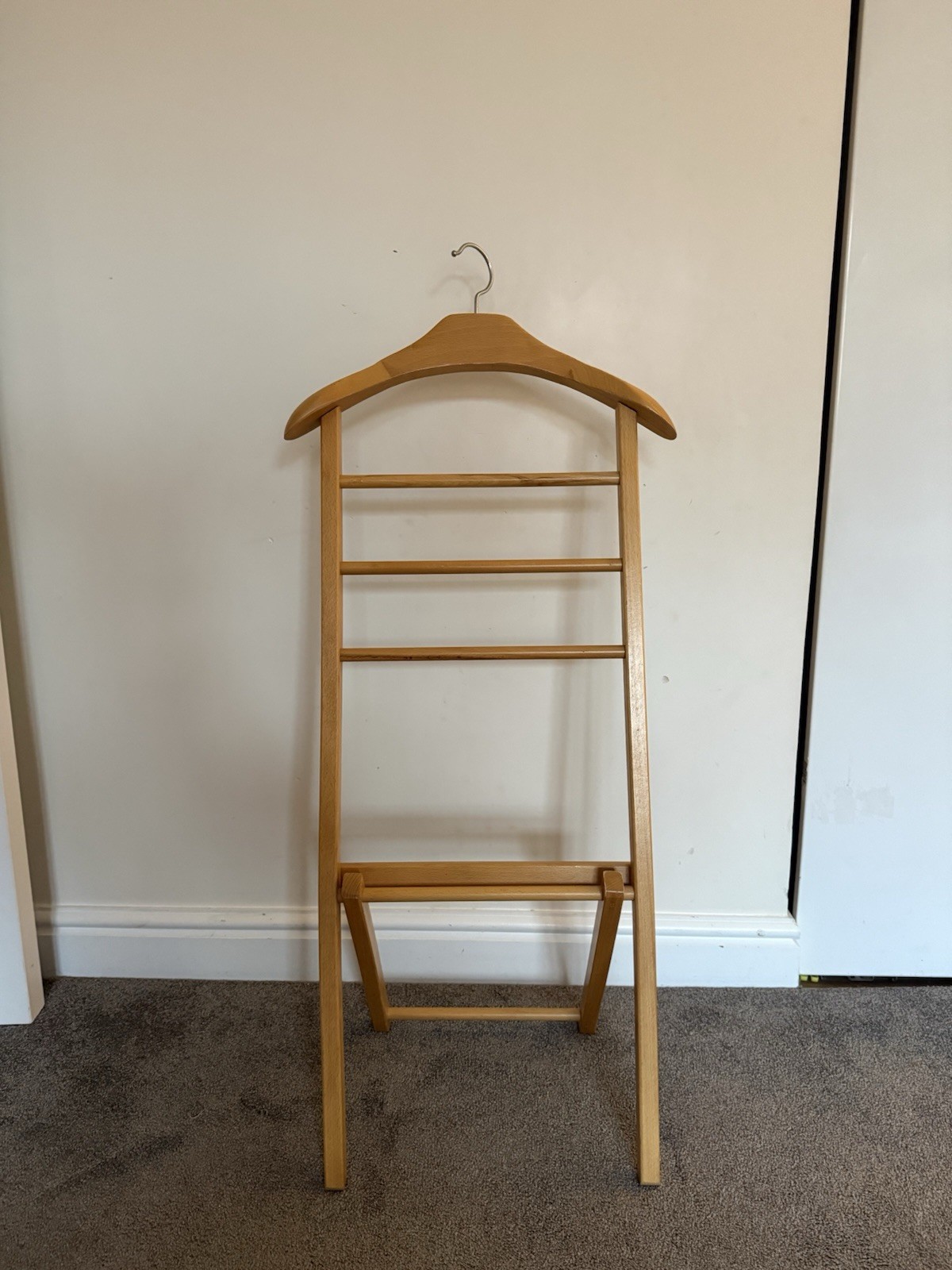 Vintage folding valet stand, easel type suit hanger, beech | eBay UK