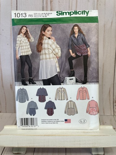 Simplicity 1013 Button Front Shirt Back Details Variations Sewing ...