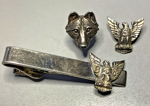 Vintage BSA Eagle Scout Sterling Silver Pin Boy Scouts Tie bar and Wolf ...