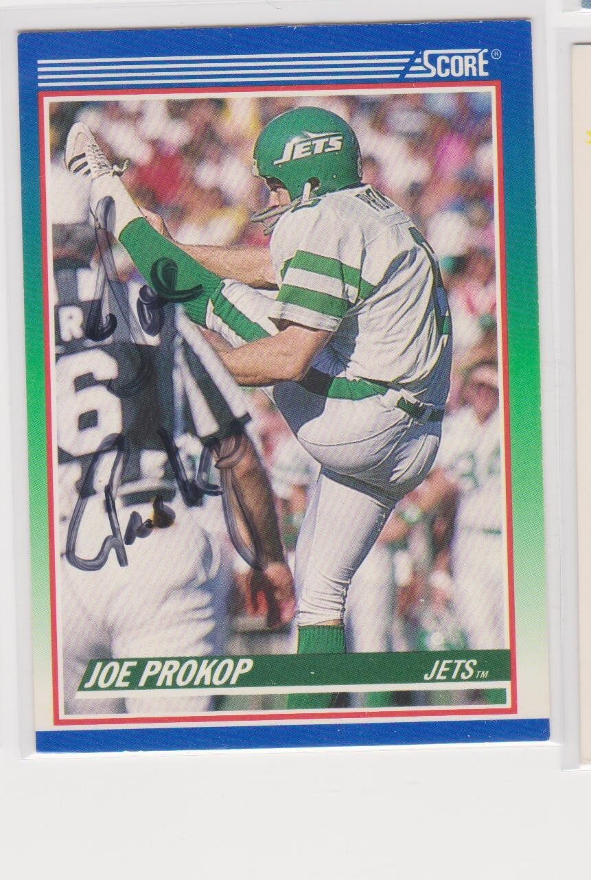 JOE PROKOP NEW YORK JETS 1990 SCORE #416 AUTOGRAPHED CARD ROUGH SHAPE ...