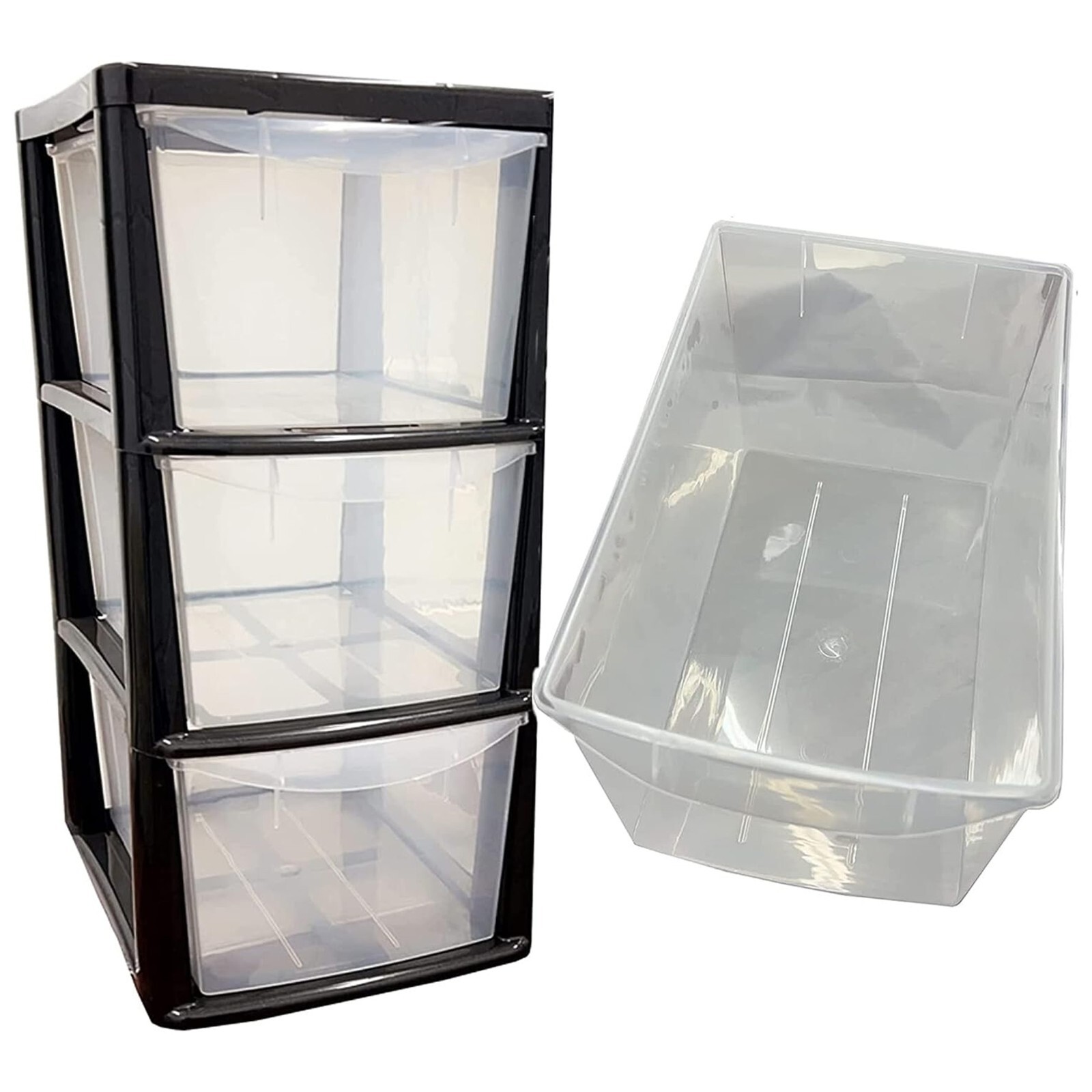 Home Office Schools 3 Drawer Medium Black Plastic Modular Storage Tower ...