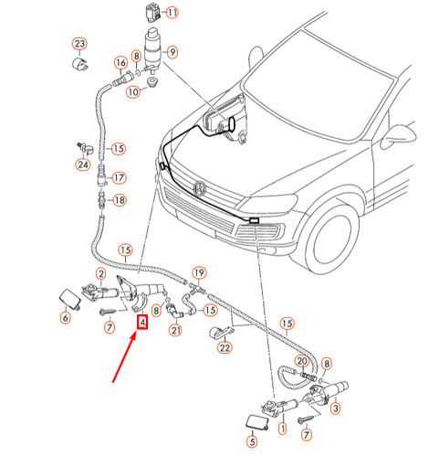 VW TOUAREG 7P RIGHT HEADLIGHT WASHER LIFT CYLINDER 7P6955978 ORIGINAL ...