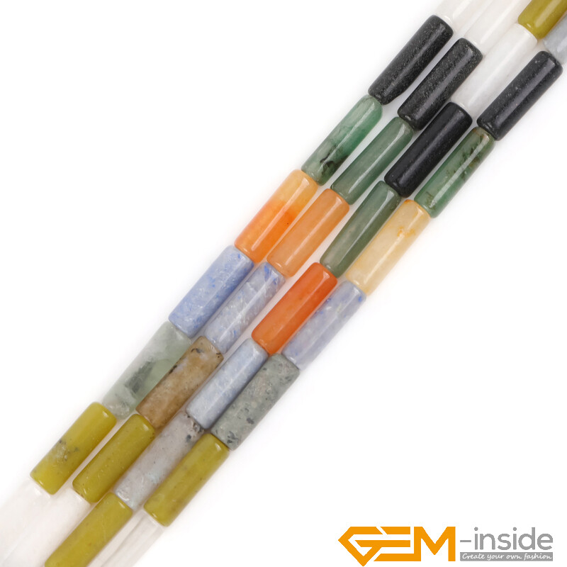 Natural Assorted Stones Tube Spacer Loose Beads For Jewelry Making ...