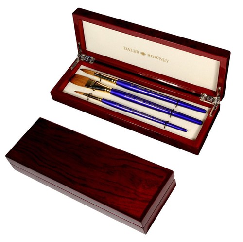 Daler Rowney Artists Sapphire Watercolour Paint Brush Set Luxury Wooden ...