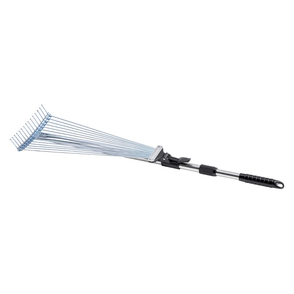 VEVOR Leaf Rake Steel Garden Rake 15-Tine with 32-63 Inch Adjustable ...