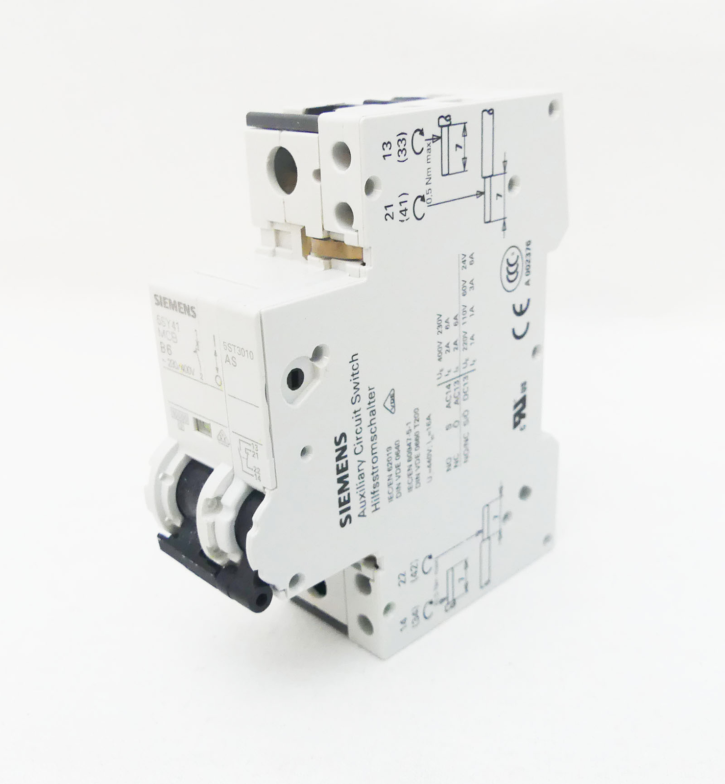 Siemens 5SY4106-6 Leistungsschalter + 5ST3010 Hilfsstromschalter ...