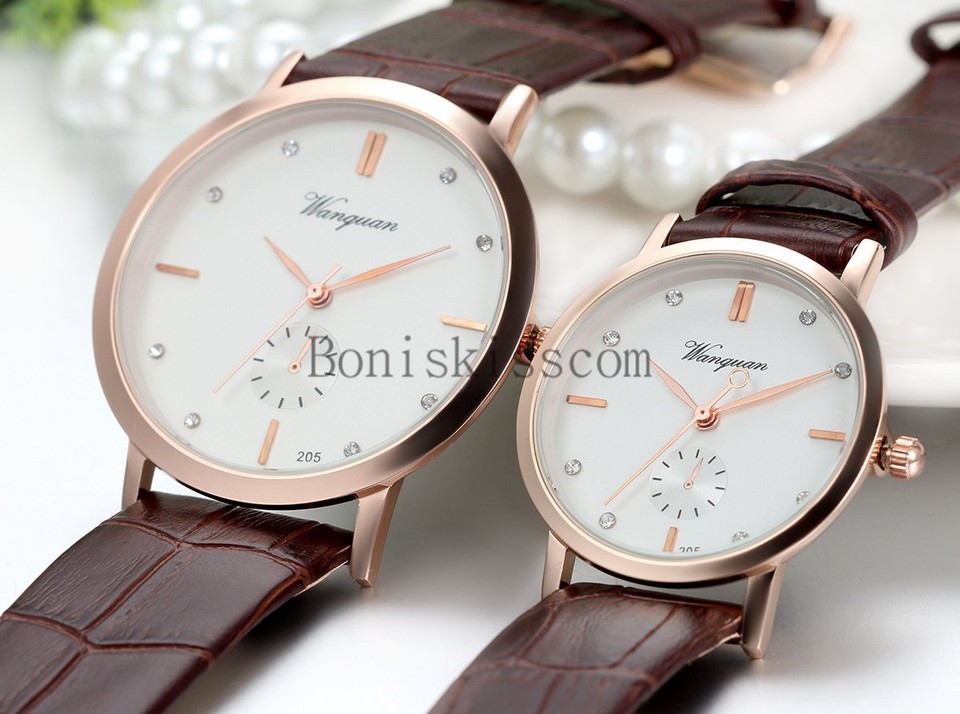 Luxury Men's Women's Couple Dress Watches Leather Band Analog Quartz ...