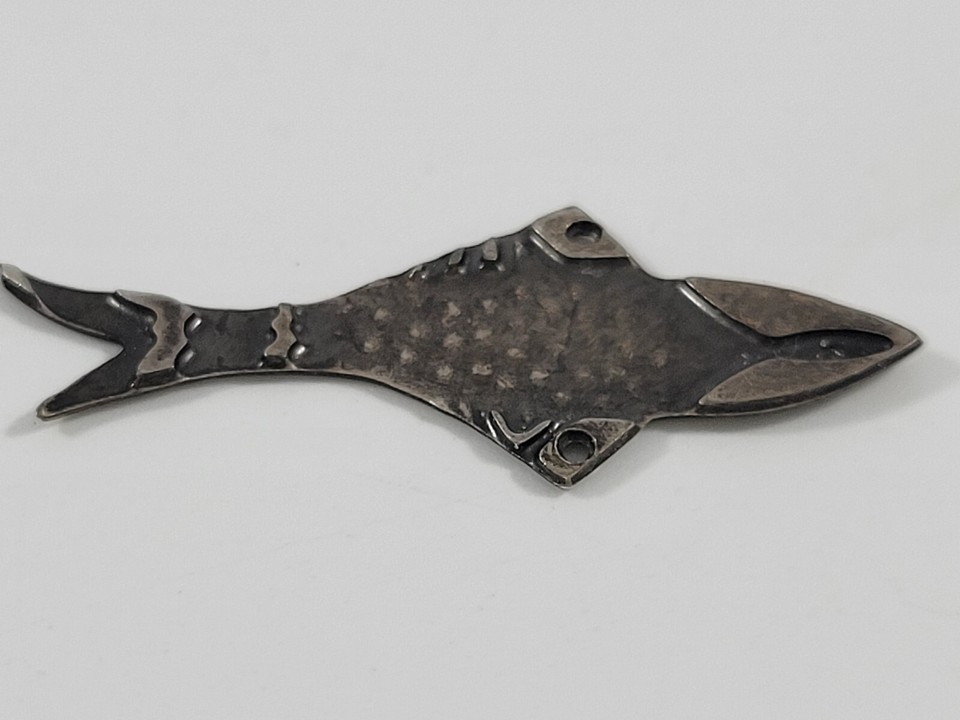 Vintage Pendant Charm Handmade Signed Makers Mark Fish Native American ...