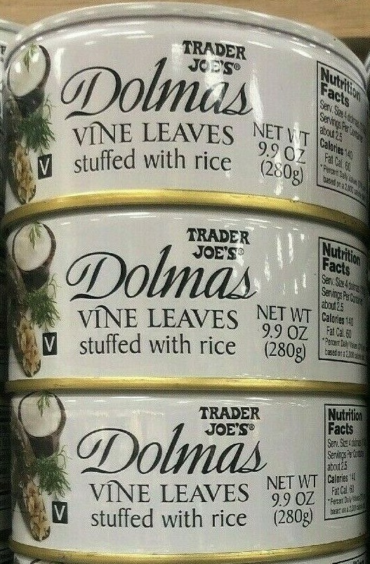 3 Cans of Trader Joe’s DOLMAS GRAPE VINE LEAVES STUFFED WITH RICE ...