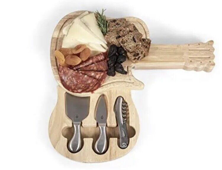 Guitar Cheese Board & Knife Set, Novelty Charcuterie Board Set w Cheese ...