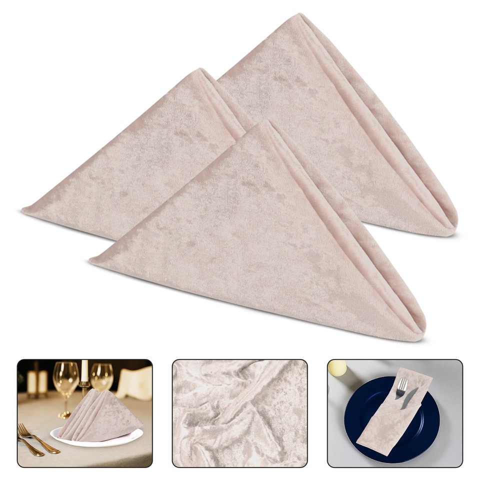 LUXURY NAPKINS SERVIETTES PARTY FOR XMAS DINNER WEDDING VELVET NAPKIN ...