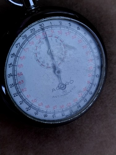 Vintage Accro Swiss Made 1/10 Antimagnetic Stopwatch Pocket Timer ...