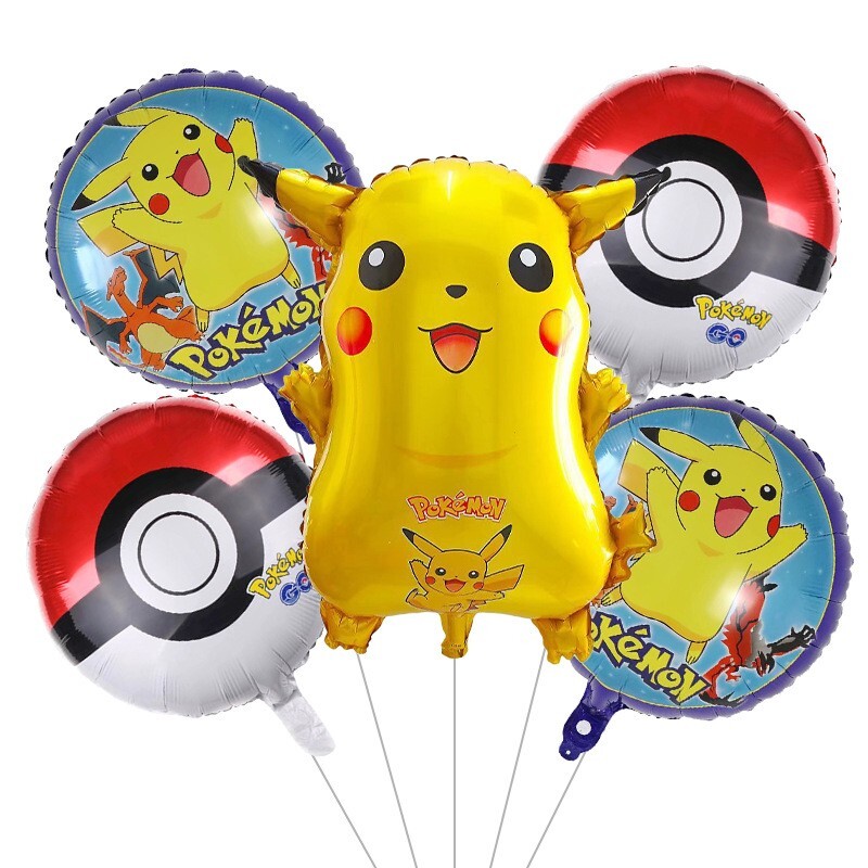Pikachu Balloons 5pc Set Kids Birthday Party Balloon Decoration Pok mon ...