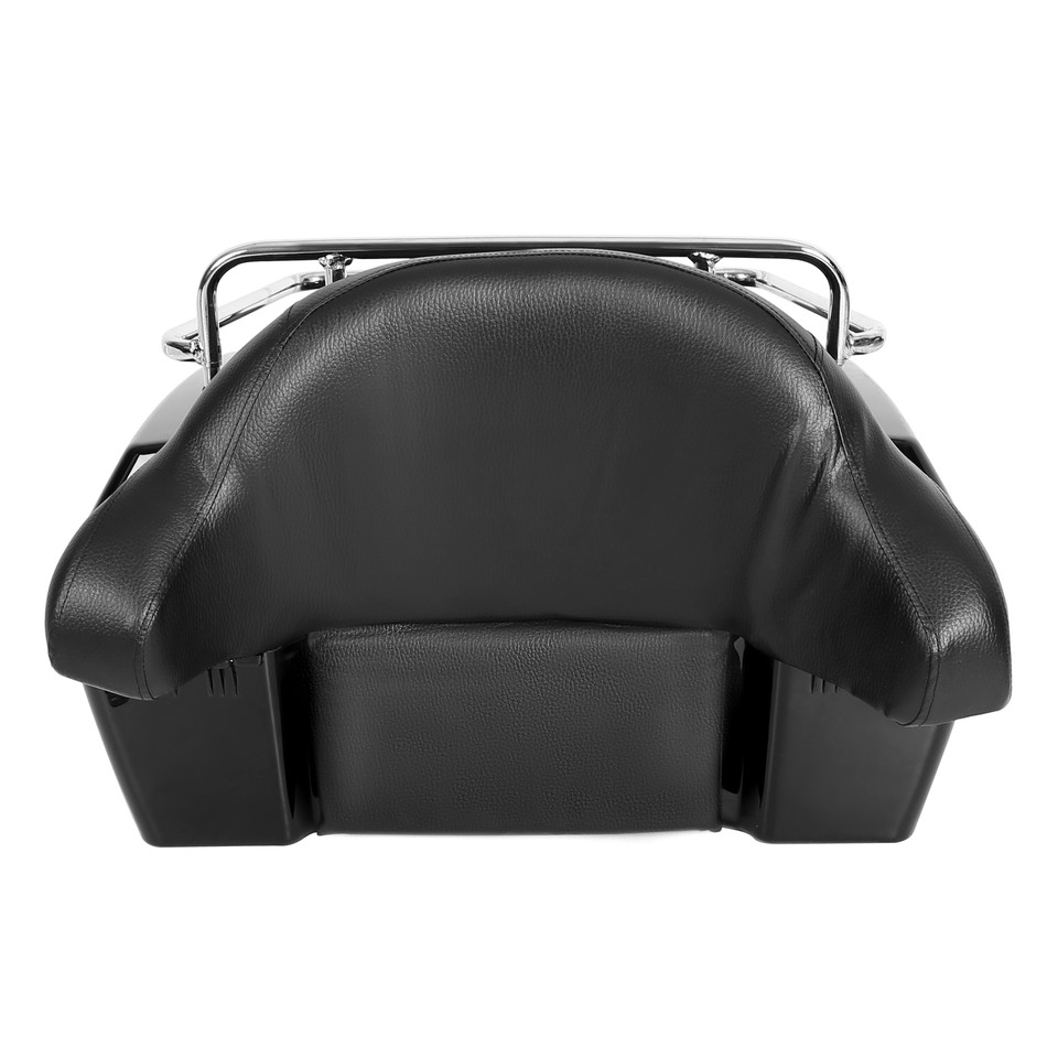Universal Motorcycle Tail Box Luggage Trunk w/ Top Rack For Harley ...