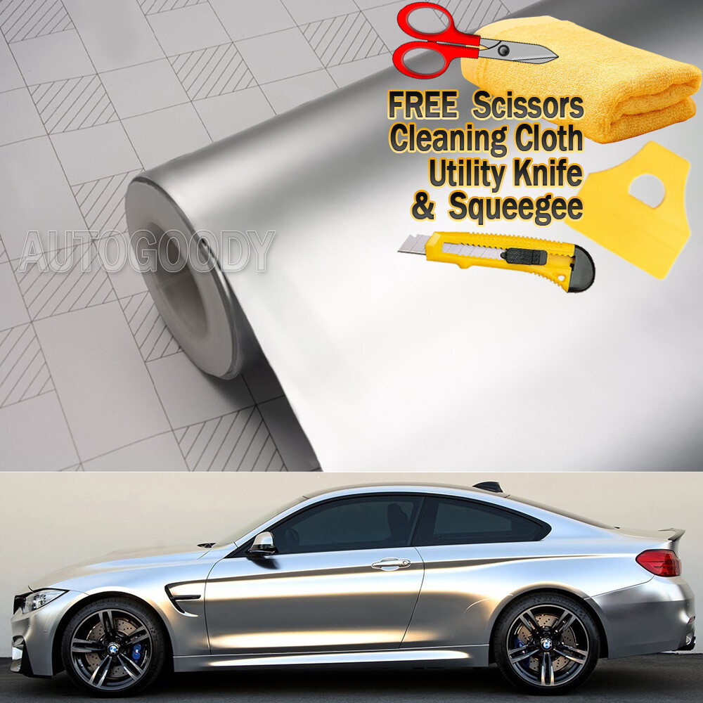180"x60" Satin Matte Chrome Metallic Silver Vinyl Film Wrap Bubble Free ...