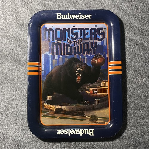 Vtg Chicago Bears 1988 Budweiser Drink Tray Monster of the Midway 1985 ...