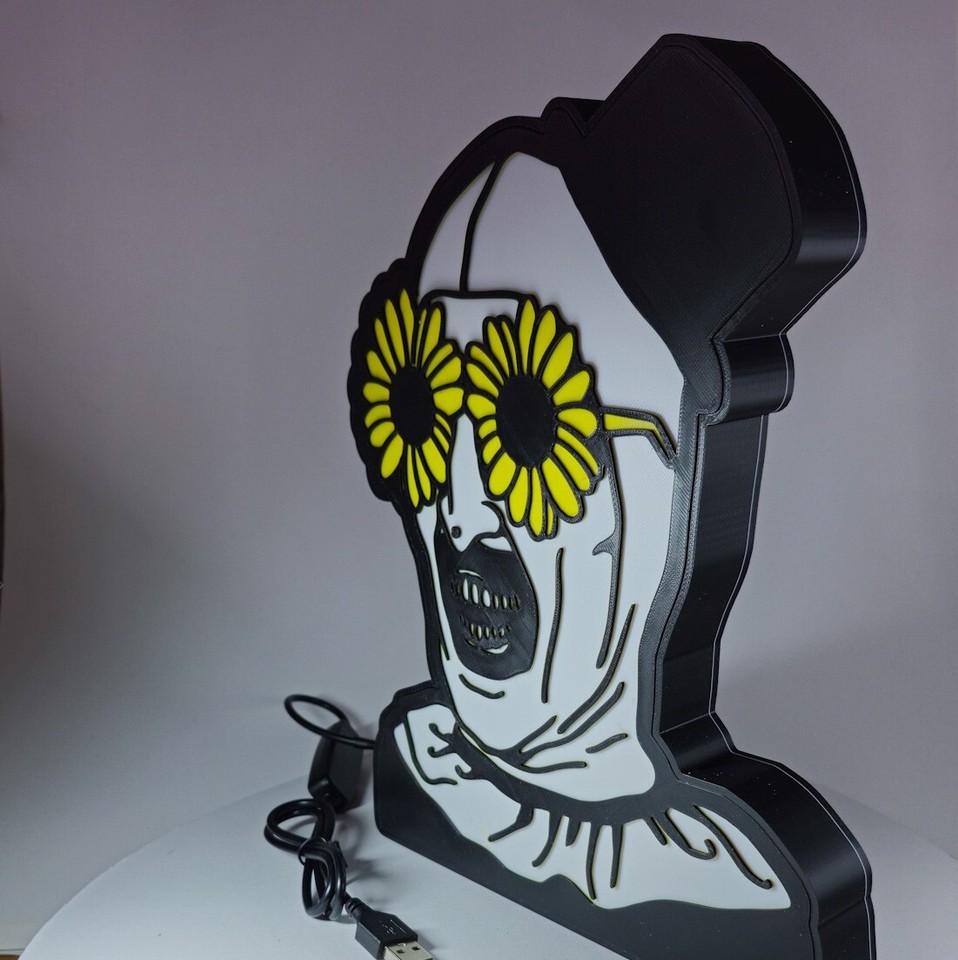 Terrifier Art The Clown 3D Printed Stand Shelf Art LED Lightbox with ...