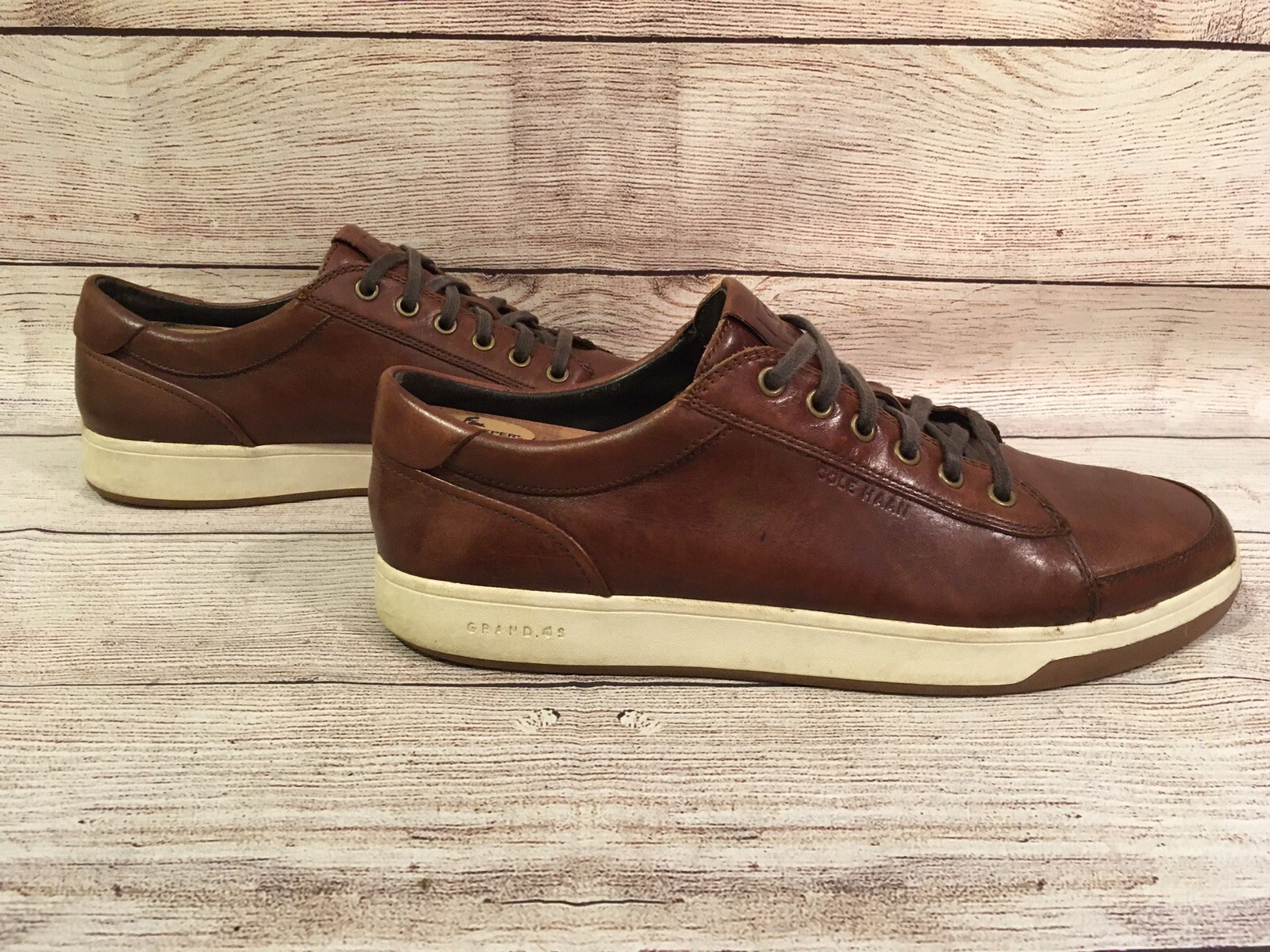 Cole Haan Grand OS Mens Crosscourt Brown Leather Snea… - Gem