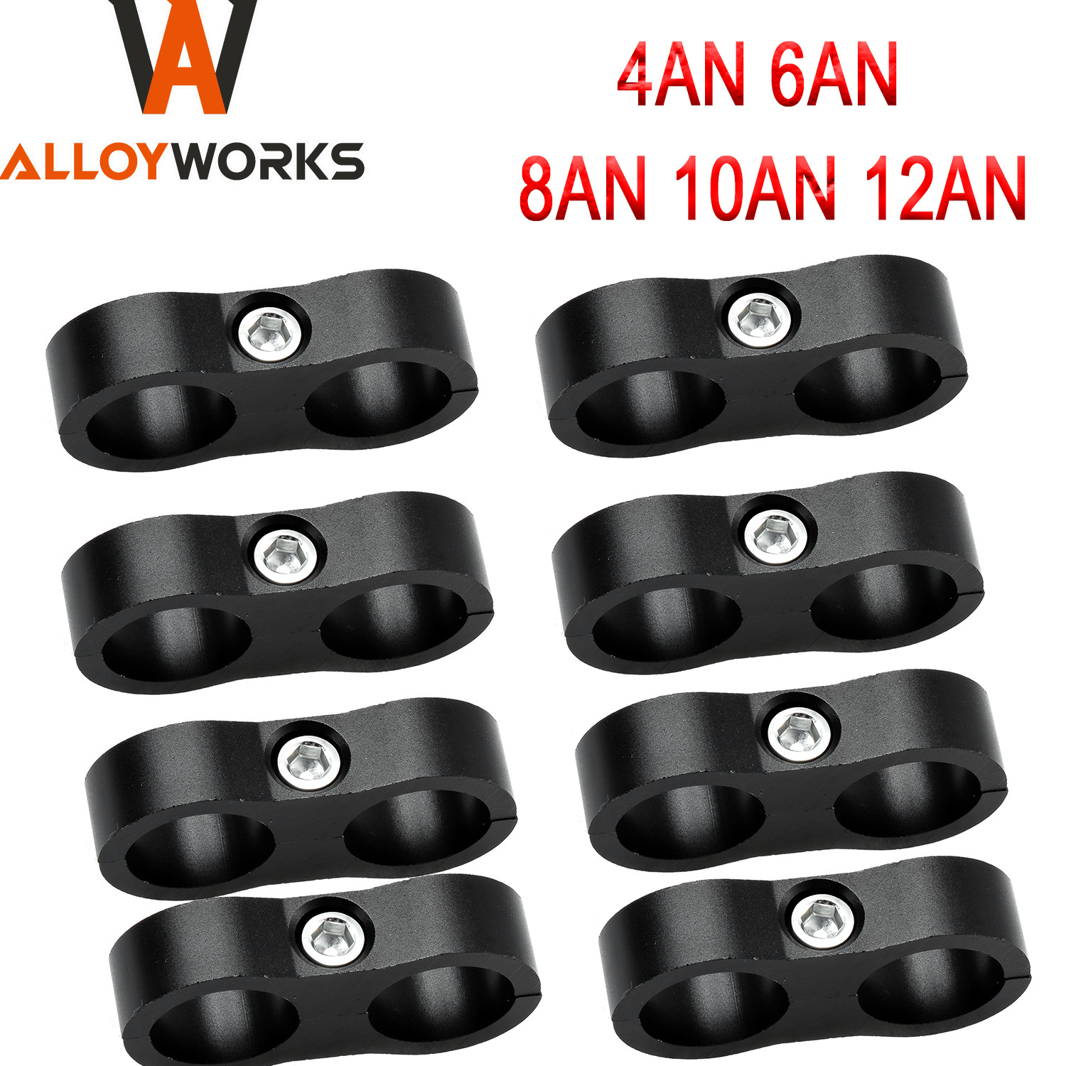 4AN 6AN 8AN 10AN 12AN 8PCS Hose Separator Clamp Fitting Oil Fuel Line ...