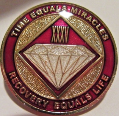 Narcotics Anonymous Red Burgundy 35 Year Medallion Clean Coin Token NA ...