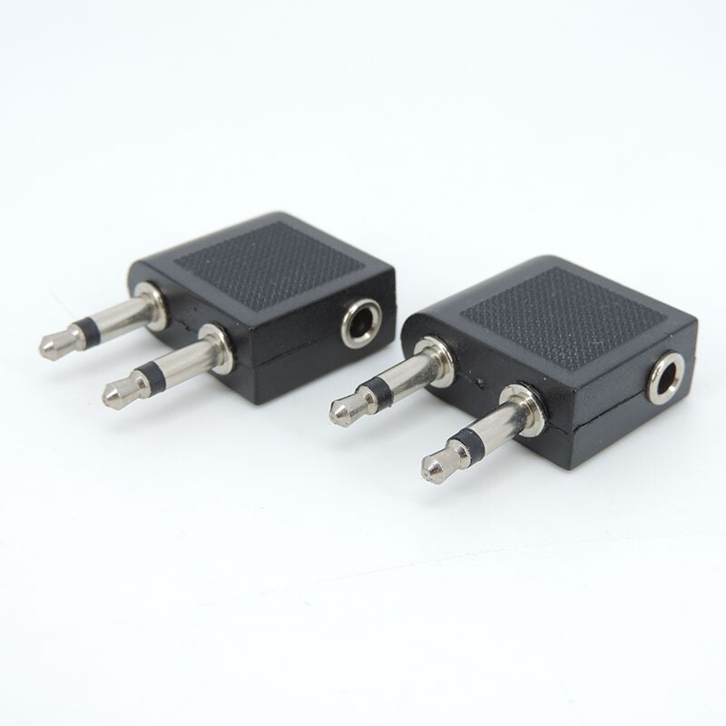 Dual 3.5mm Airplane socket Headphone Mono Audio Converter Travel Plug ...