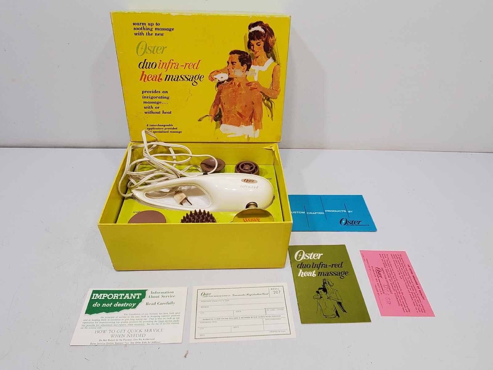 Vintage Oster Duo Infrared Heated Massager Vibrator w/Attachments 1960s ...