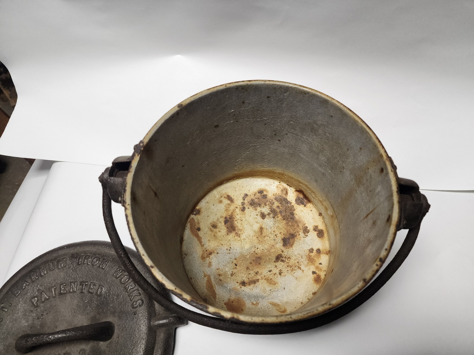 Antique Feb 3 1880' ET Barnum Cast Iron Bucket Pail Jail Cell Chamber ...