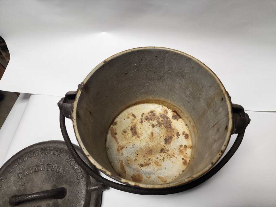 Antique Feb 3 1880' ET Barnum Cast Iron Bucket Pail Jail Cell Chamber ...