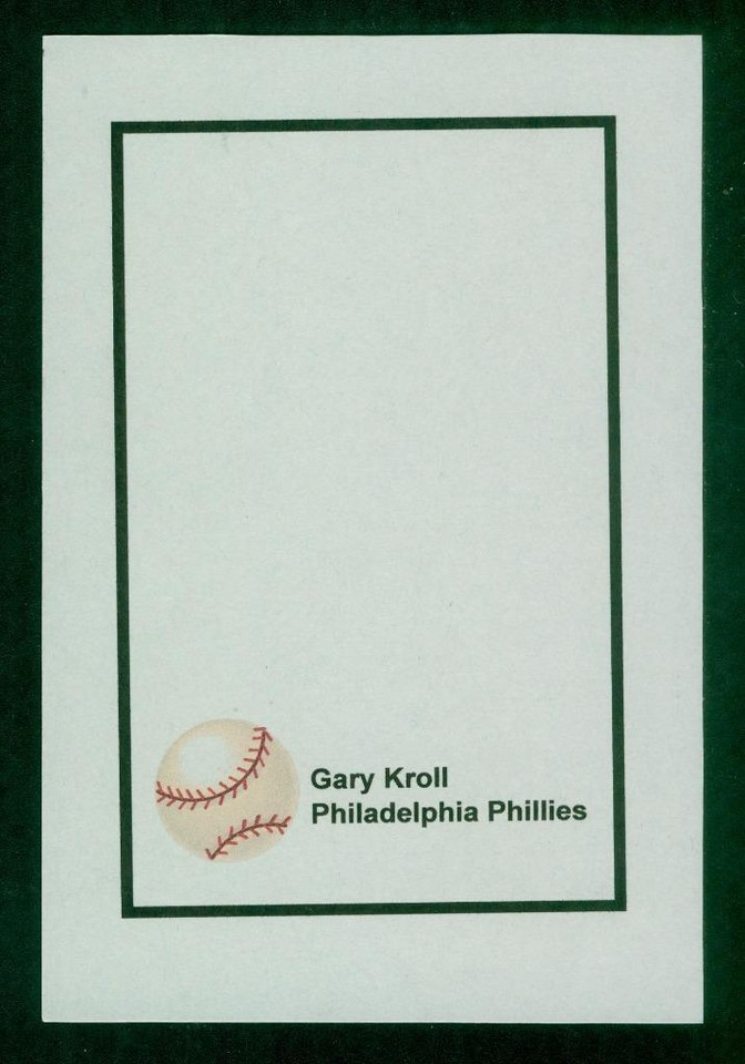 #0933, 4" x 6" Photo Card, Signed-Autographed, Gary Kroll, Phila ...