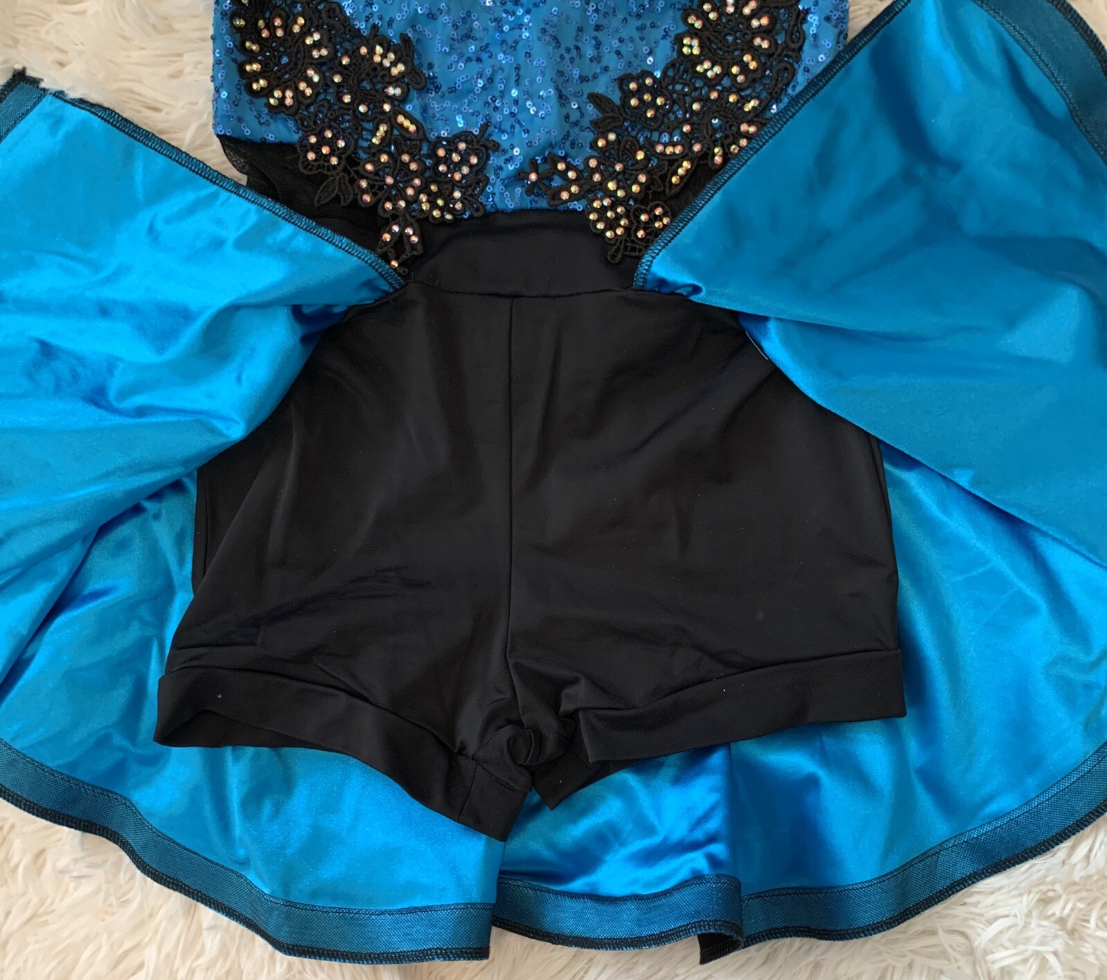 Weissman Dance Costume Adult Small Blue Sequins Jazz Clogging tap ...