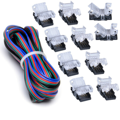 10PCS RGB LED Connector 4 Pin for LED Strip Light with 16ft/5M ...