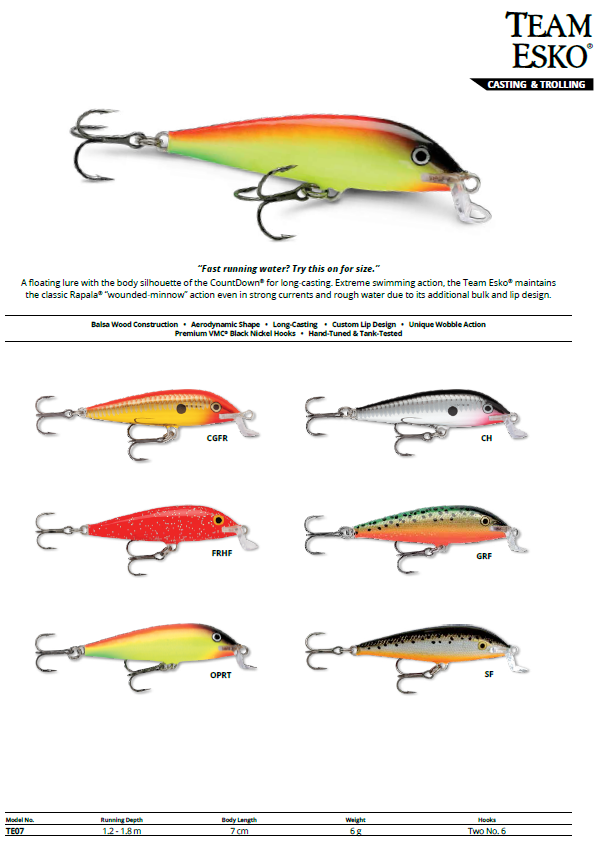 Rapala Team Esko / TE07 / 7cm 6g Fishing Lures Choice of Colours | eBay