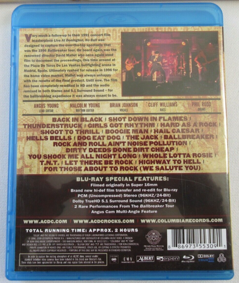 AC/DC No Bull Directors Cut Blu-Ray DVD Disc Jul 10, 1996 | eBay