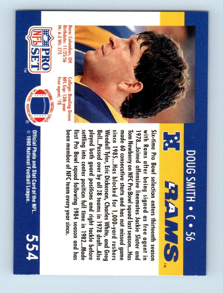 1990 Pro Set Doug Smith Los Angeles Rams #554 | eBay