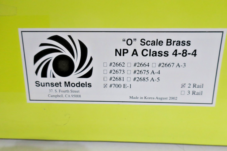 3rd Rail Sunset O Scale Brass NP A Class 4-8-4 Train Spokane Portland ...