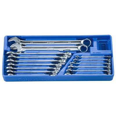 Genius Tools 15 Piece Metric Combination Wrench Set (Mirror Finish ...
