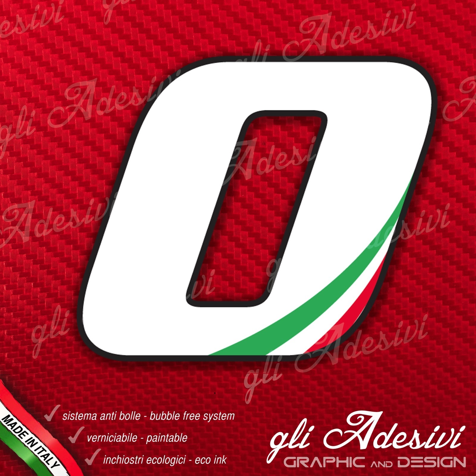 Sticker Number 0 Motorcycle Car Cross Race White & Tricolor | eBay