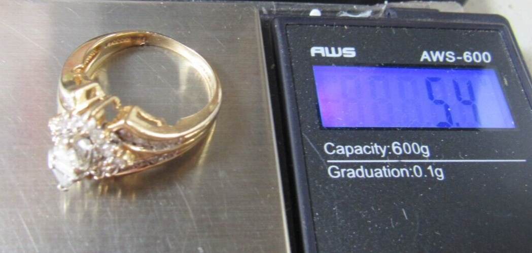 Am-Gold 14k Yellow Gold Trillion Diamond Sz 7.5 Engagement Ring 1.08ct ...