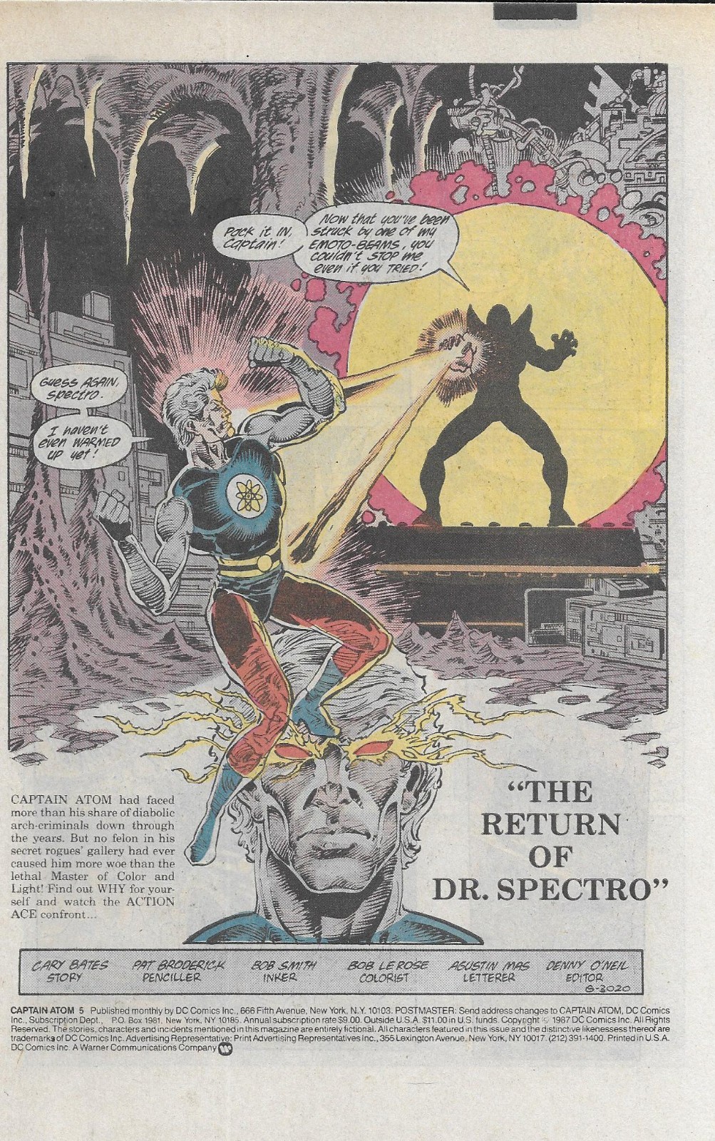 Captain Atom Comic 5 Copper Age First Print 1987 Cary Bates Broderick ...