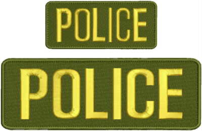 "Police" embroidery patch 3x9 and 2x5 inches hook OD green gold | eBay