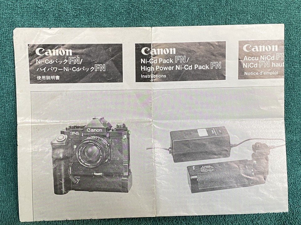 Canon Ni-Cd High Power Pack FN Original Owner's Instuction Manual For ...