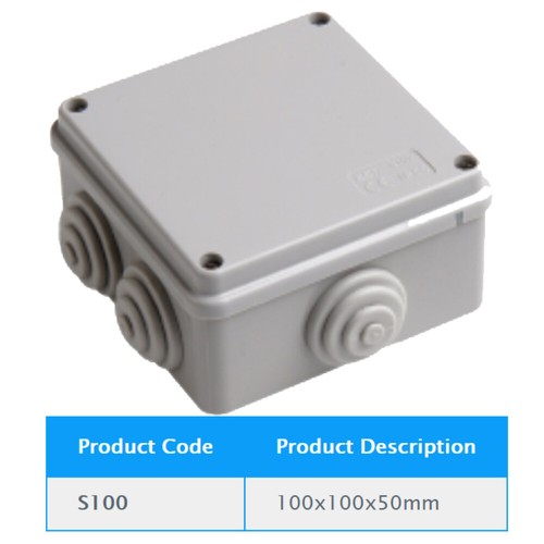 Junction Box 10 x 10 x 5cm Waterproof IP56 Plastic PVC Adaptable ...