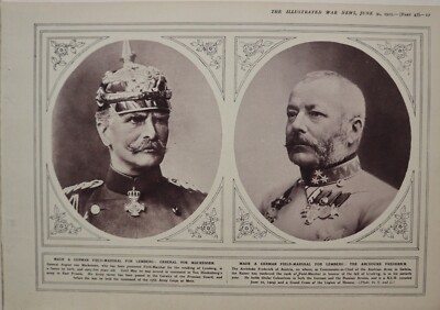 1915 WWI WW1 Imprimé Général Von Mackensen - Field Marshal Archduke ...