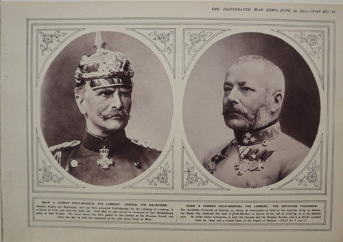 1915 WWI WW1 Imprimé Général Von Mackensen - Field Marshal Archduke ...