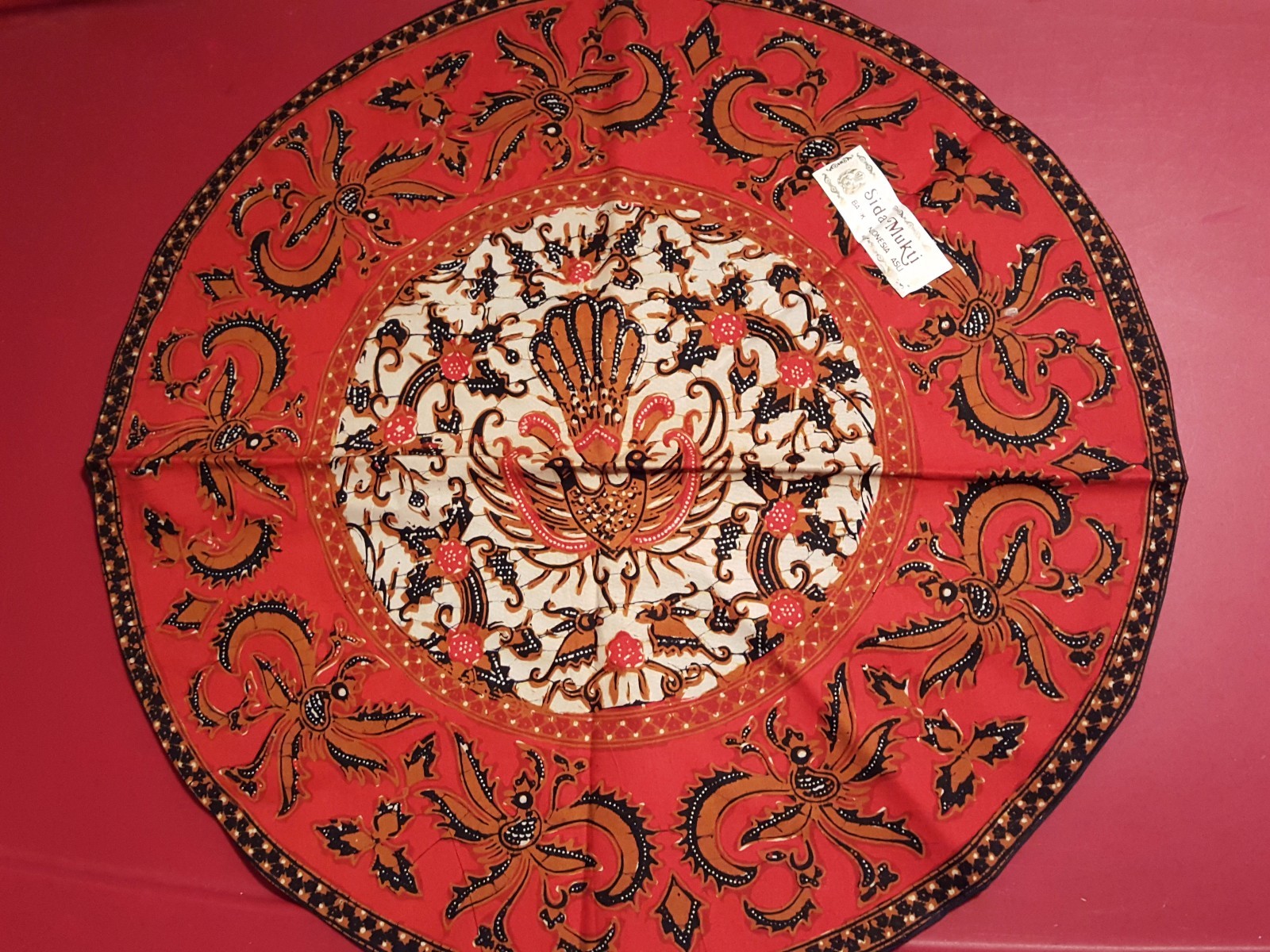 Batik round print doily brilliant colors 16" diameter Sida Mukti #1 | eBay