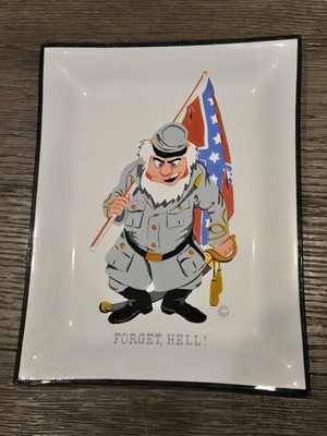 Vintage 1960's Civill War James F Martin Forget Hell Glass Dish CSA ...